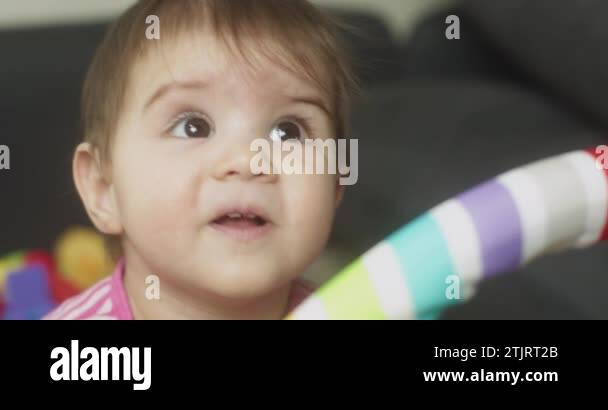 4K Baby Girl Playing at Home. Real life, candid footage Stock Video ...