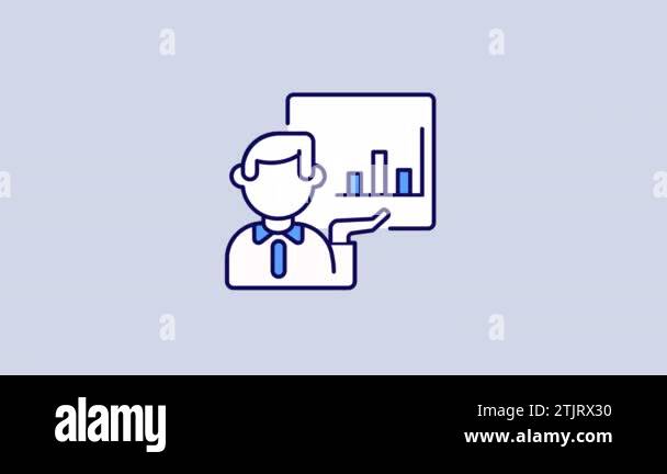 Animated business report color icon. Commercial growth. Corporate ...
