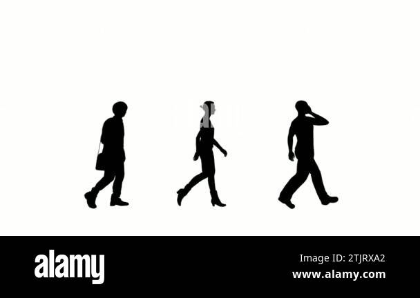 silhouette people walk on white background. silhouette black people ...
