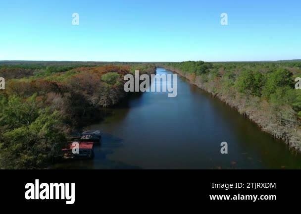 Big Cypress Bayou River at Caddo Lake State Park - aerial view Stock ...