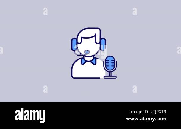 Animated broadcaster color icon. Conducting audio streaming. Communication. Seamless loop HD ...
