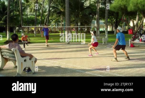 Nha Trang, Vietnam - 10 01 2022: Morning exercise in Nha Trang public ...