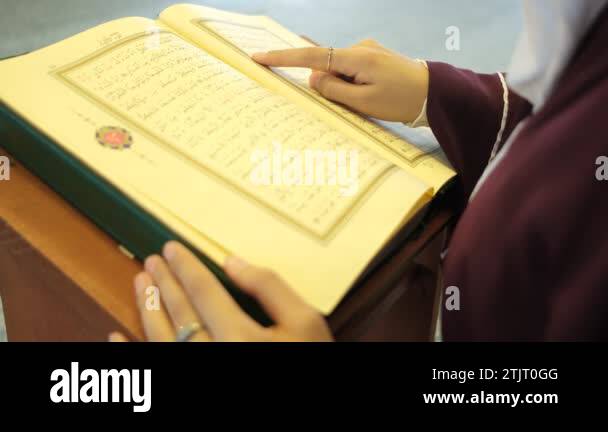 Reading Arabic Alphabet, reciting prayers from islamic book, arabic ...