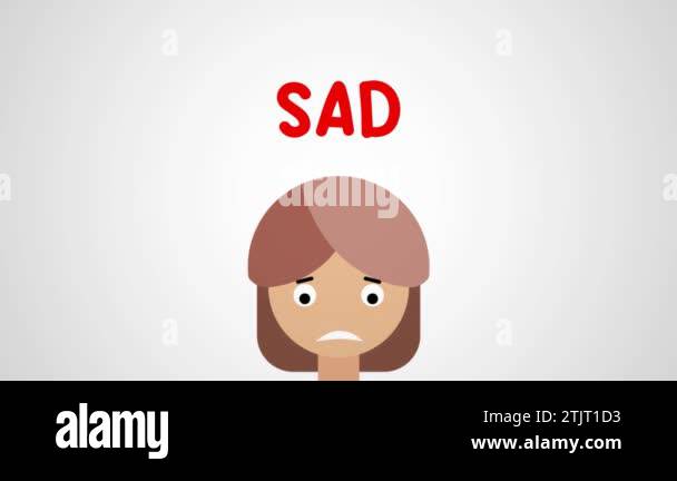 animated motion graphic transition of a girl's facial expression from ...