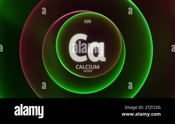 Calcium as Element 3 of the Periodic Table. Concept animation on ...