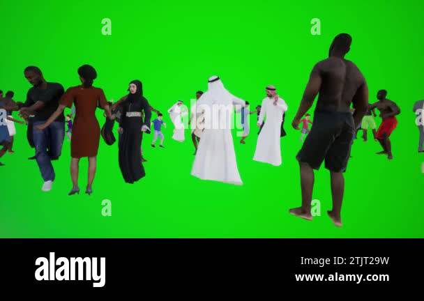 3D animation of African and Arab people dancing and having fun in the ...