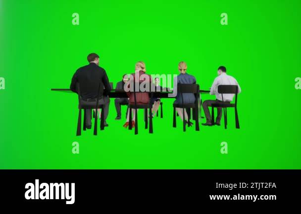 3D animation of a meeting of employees talking to each other around the ...