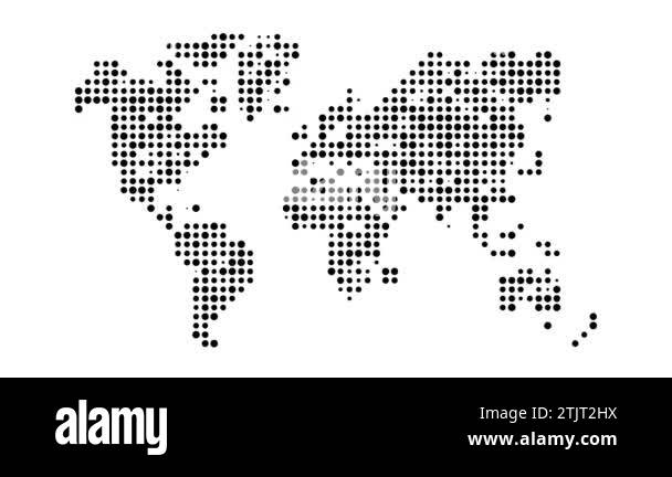 Simplified world map (drawn with dots.) 4K pop up animation Stock Video ...