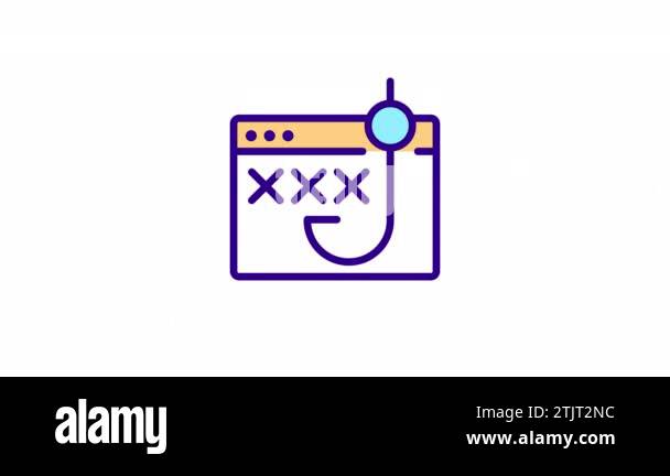 Animated phishing color icon. Stealing information. Cyber crime. Social ...