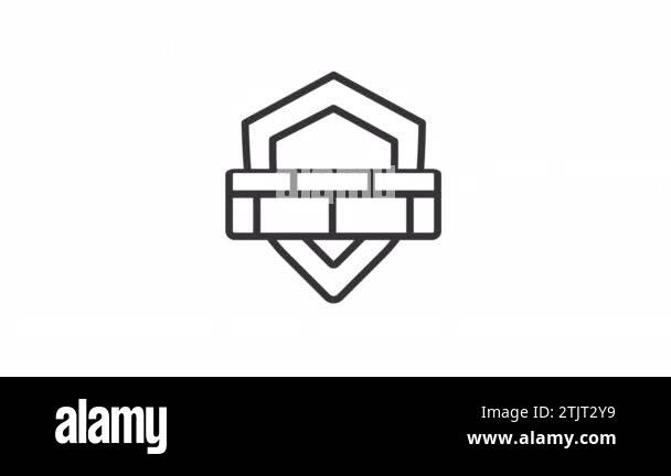 Animated firewall linear icon. Network security. Monitor internet ...