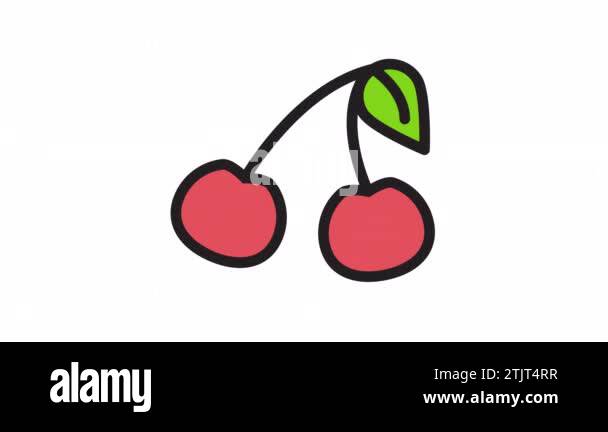 Cherry, Fruits animated icon on transparent background Stock Video ...