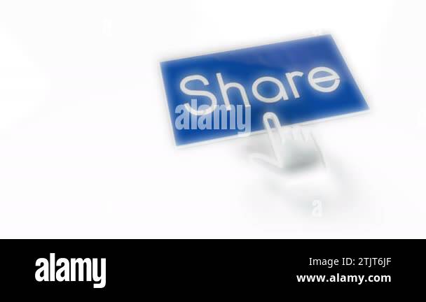 Stylized 3D render depicting a cursor clicking a social media share ...