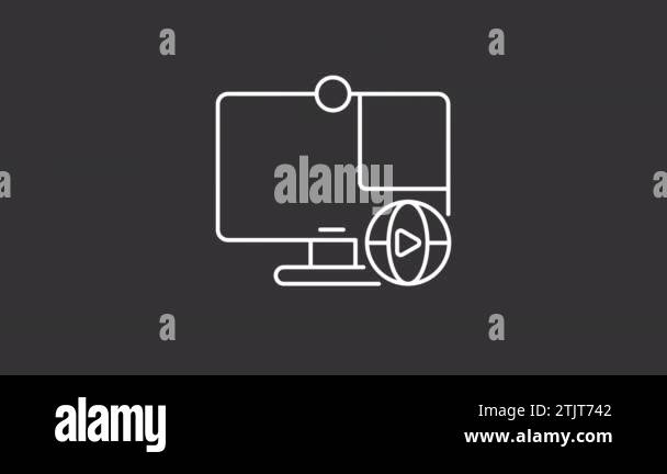 Animated conference white line icon. Video call duration. Communication ...