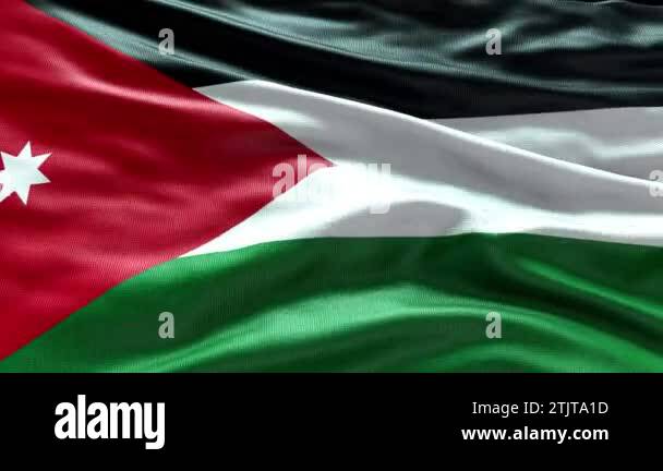 4k render Jordan Flag video waving in wind. Jordan Flag Wave Loop ...