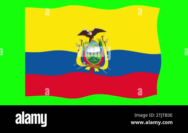 Ecuador Waving Flag 2D Animation on Green Screen Background. Looping ...