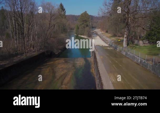 Kraftwerk Muhltal. Muhltal Isar hydropower plant. Stream power station ...