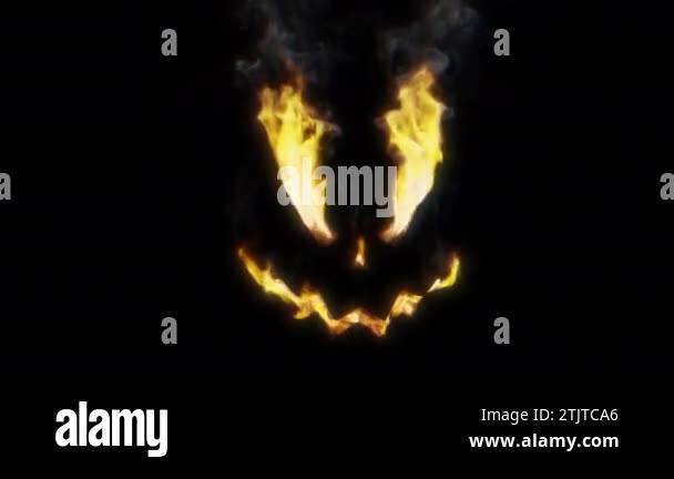 Evil demon face with flaming eyes and teeth - fire and flames - 4K Pro ...