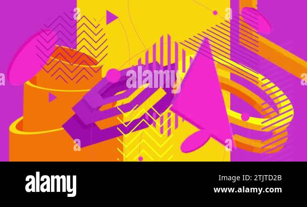Busy Purple and Yellow geometric background video template. Abstract ...