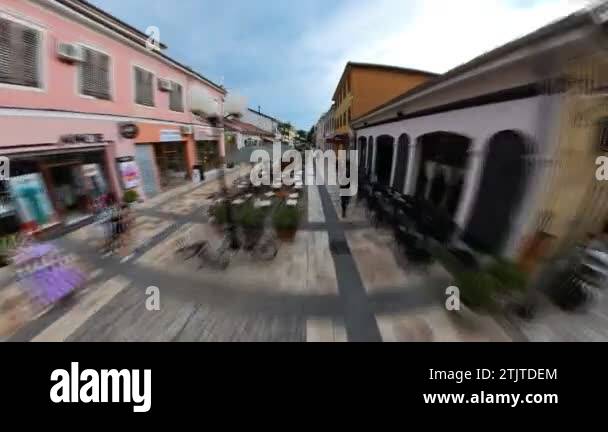 Shkoder, Albania - May 1, 2023: HYPER-LAPSE of Shkodra. Drones vantage ...