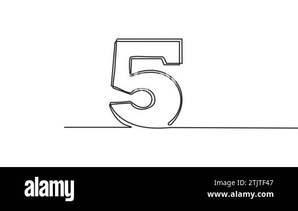 Continuous five line numerals animation. Arabic number in hand drawn ...