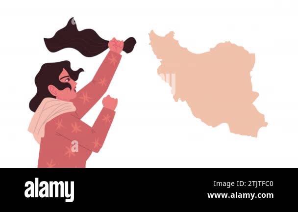 iranian woman taking off her burqa and map ,4k video animated Stock ...