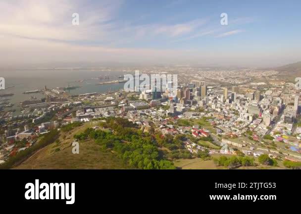 Cape Town 4K UHD aerial footage of harbor and city from Signal Hill ...