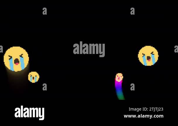 cry, reaction, smile, cry, flat, shape, face, icon, vector ...