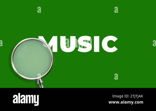 music Text under Magnifying Glass motion animation concept.4K motion ...