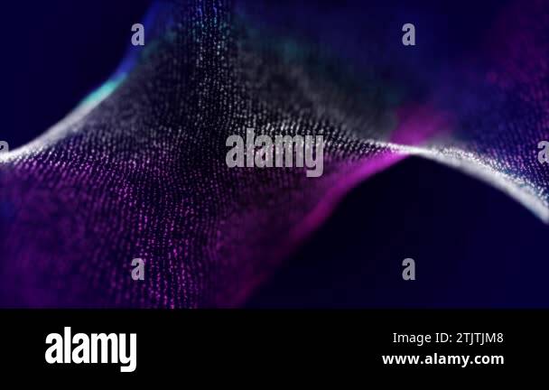 Futuristic particle wave. Abstract technology background. Big data visualization. 3D rendering ...