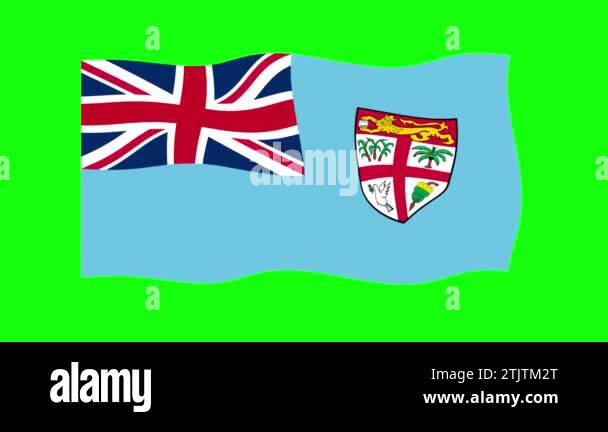 Fiji Waving Flag 2D Animation on Green Screen Background. Looping ...