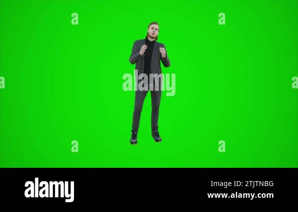 3D animation of a green screen shopkeeper walking and talking and ...