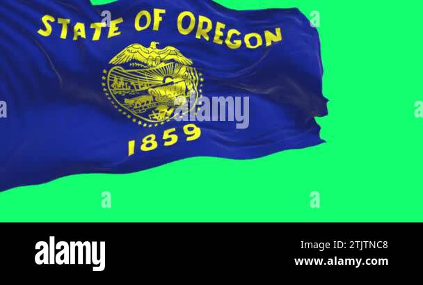 Oregon state flag waving. Oregon is a state in the Pacific Northwest ...