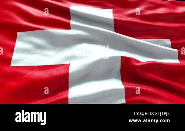 4k render Switzerland Flag video waving in wind. Switzerland Flag Wave ...