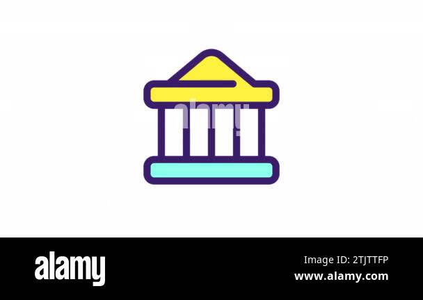 Animated bank color ui icon. Financial institution. Government. Finance ...