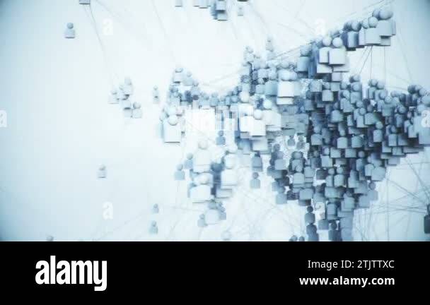 A growing social network: Render depicting clusters of digitally ...
