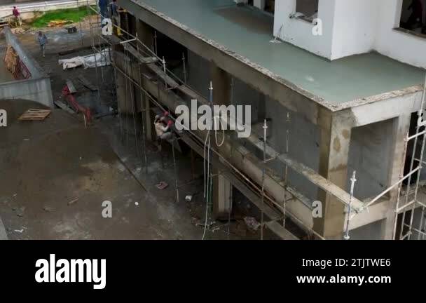 Construction site in a residential building at the final stage of ...