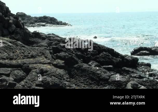 Single Person Paddling Canoe Across Screen Hawaii Big Island Sea With ...