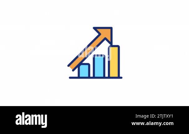 Animated statistic rise color icon. Business development. Financial ...
