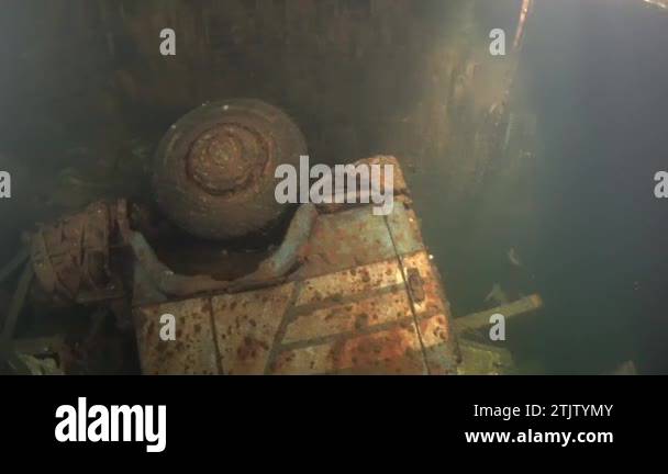 Scuba divers swims on the Shipwreck Swedish ferry MS Zenobia. Wreck ...