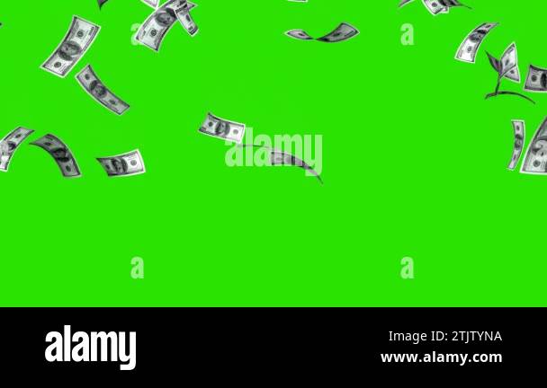 100 Dollar Bills Green Screen. Rain Effects. 3D Animation Money Rain ...
