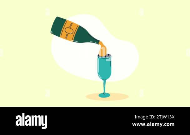 champagne bottle celebration drink animation ,4k video animated Stock ...