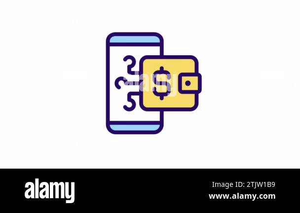 Animated digital wallet color icon. Virtual dollar account. Mobile app ...
