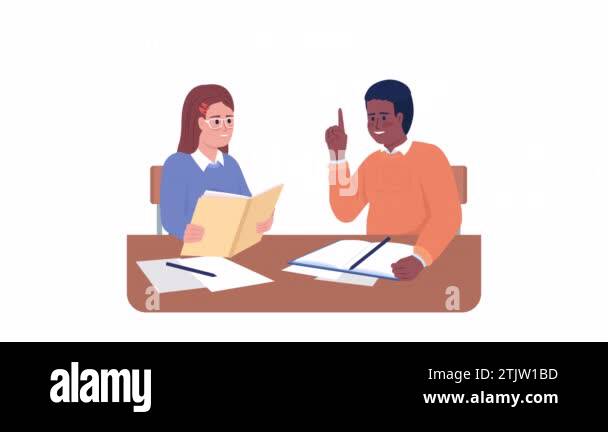 Animated highly motivated characters. Study with partner. Full body ...