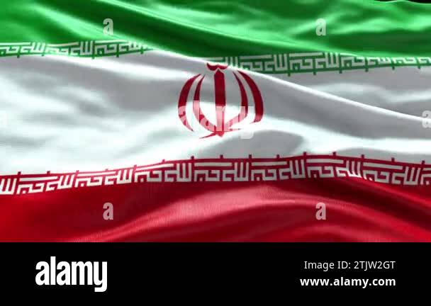 4k render Iran Flag video waving in wind. Iran Flag Wave Loop waving in ...