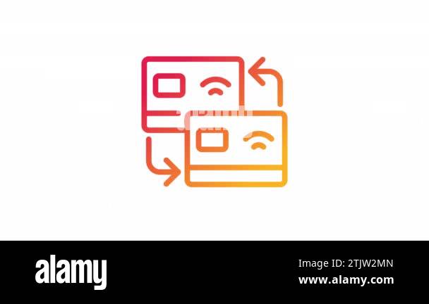 Animated transfer gradient icon. Wireless payment technology. Financial ...