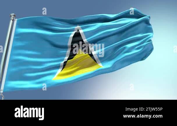 4k render Saint Lucia Flag video waving in wind. Saint Lucia Flag Wave ...