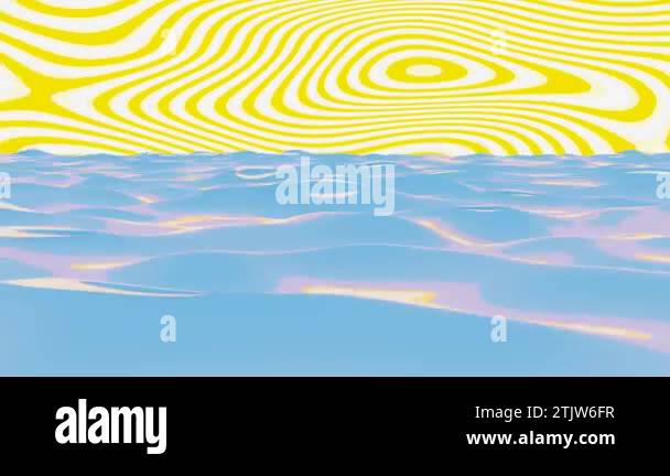 Cartoon water. Wavy ocean surface. Stylized ocean and sunny sky ...