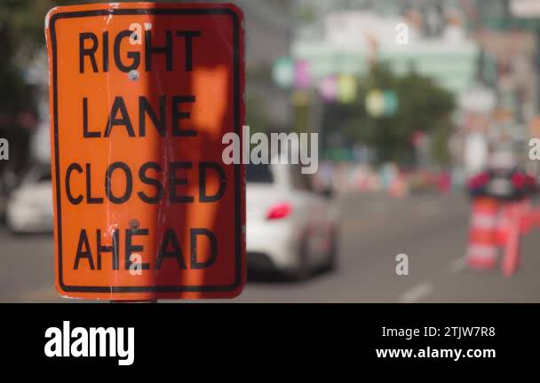 Right lane closed ahead sign Stock Videos & Footage - HD and 4K Video ...