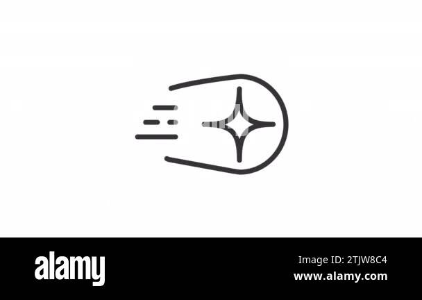 Animated comet linear icon. Space body. Falling star. Make wish ...