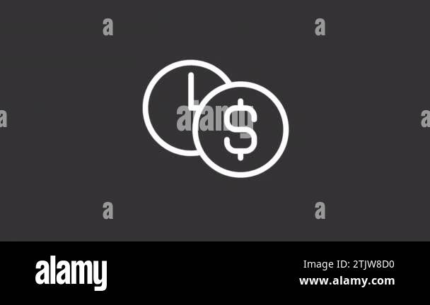 Animated hourly rate white line icon. Currency exchange service. Financial operations. Seamless ...